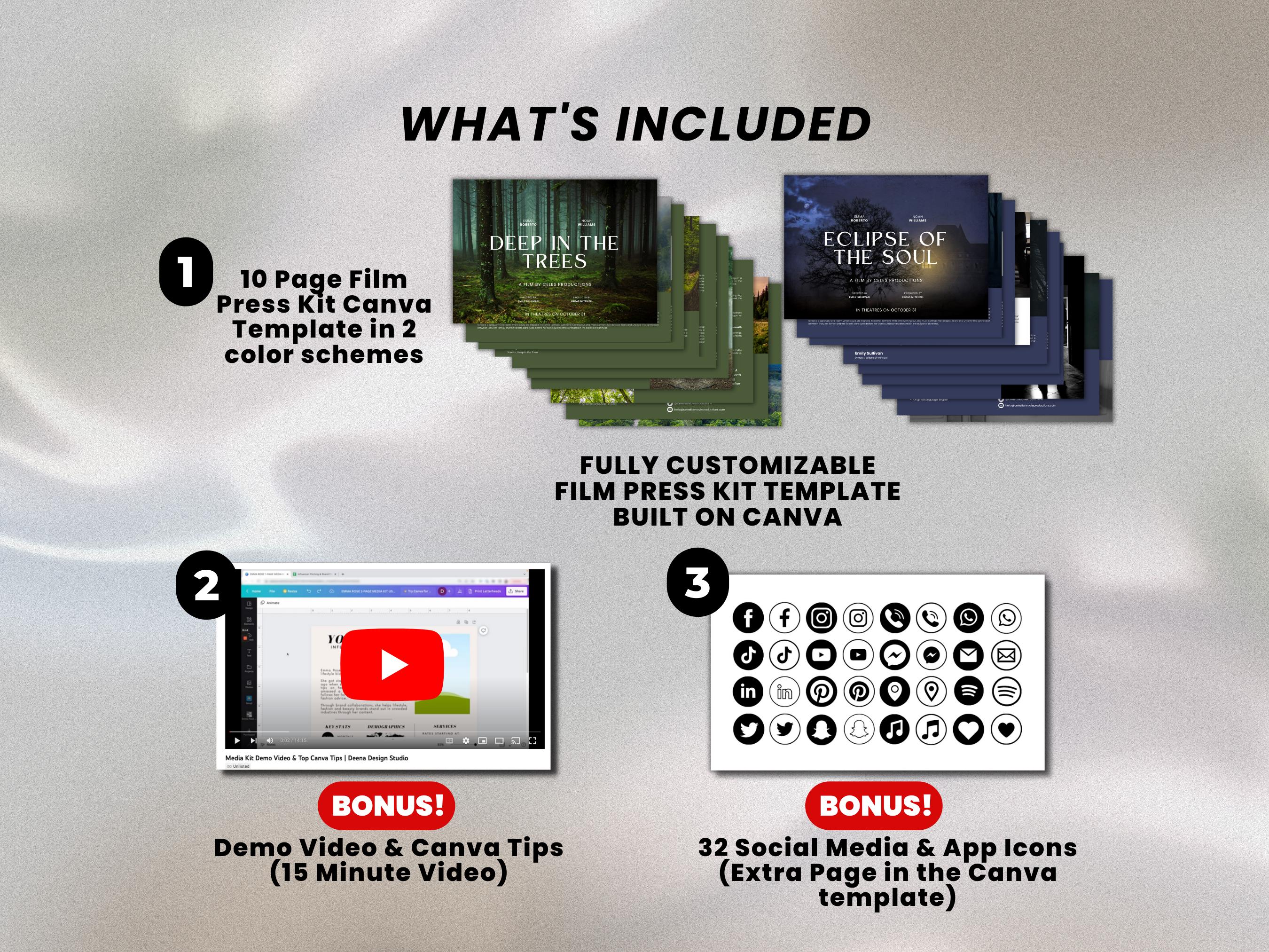 10 Page Film Press Kit Canva Template Film Media Kit Movie Press Kit ...