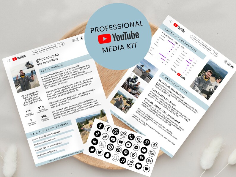 Youtube Media Kit Canva Template Youtuber Press Kit Youtube Channel ...
