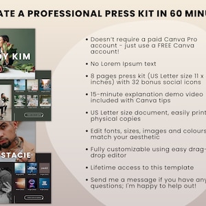 8 Page Music Electronic Press Kit, Artist Media Kit, EPK for Musicians ...