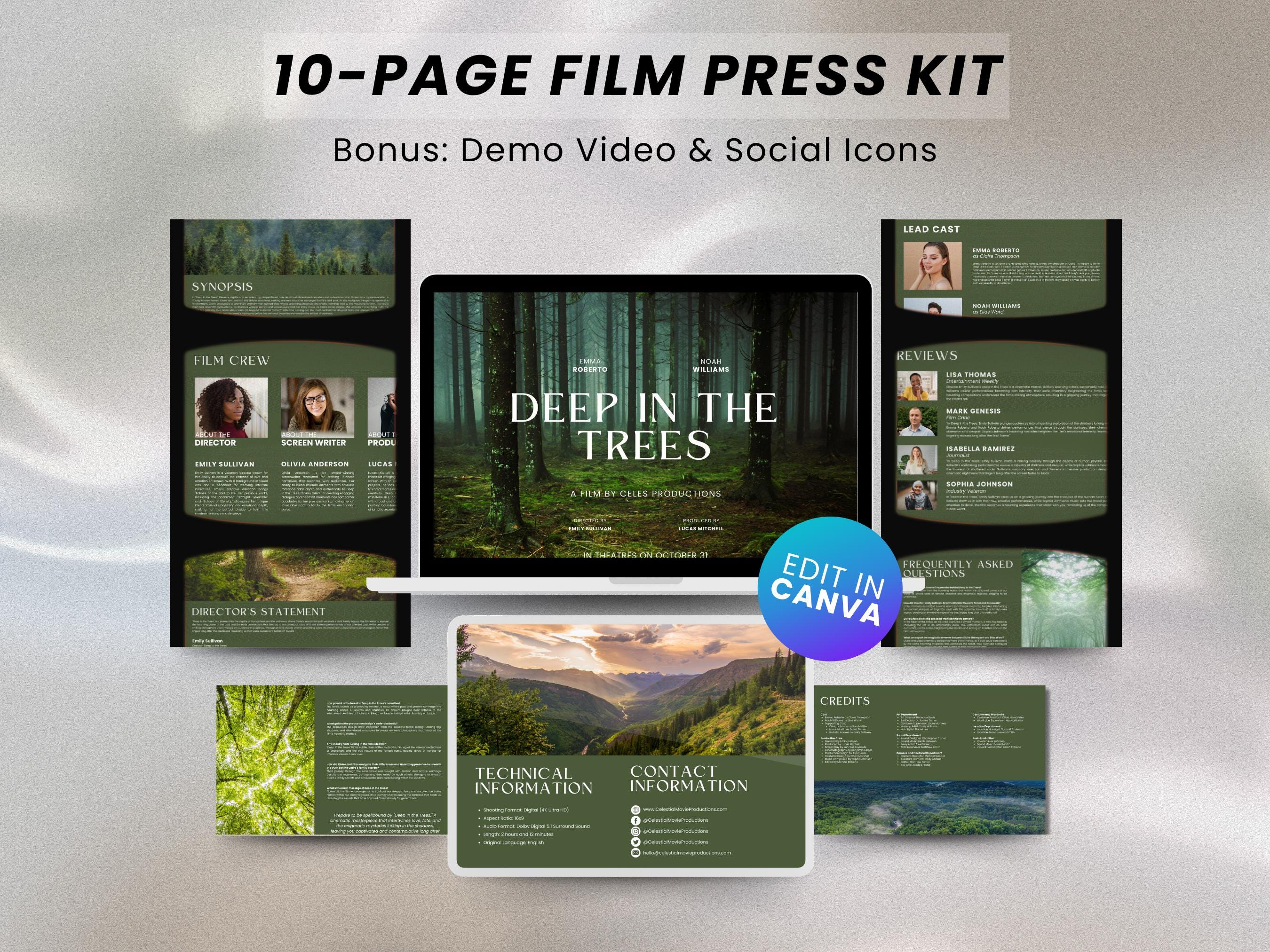 10 Page Film Press Kit Canva Template Film Media Kit Movie Press Kit ...