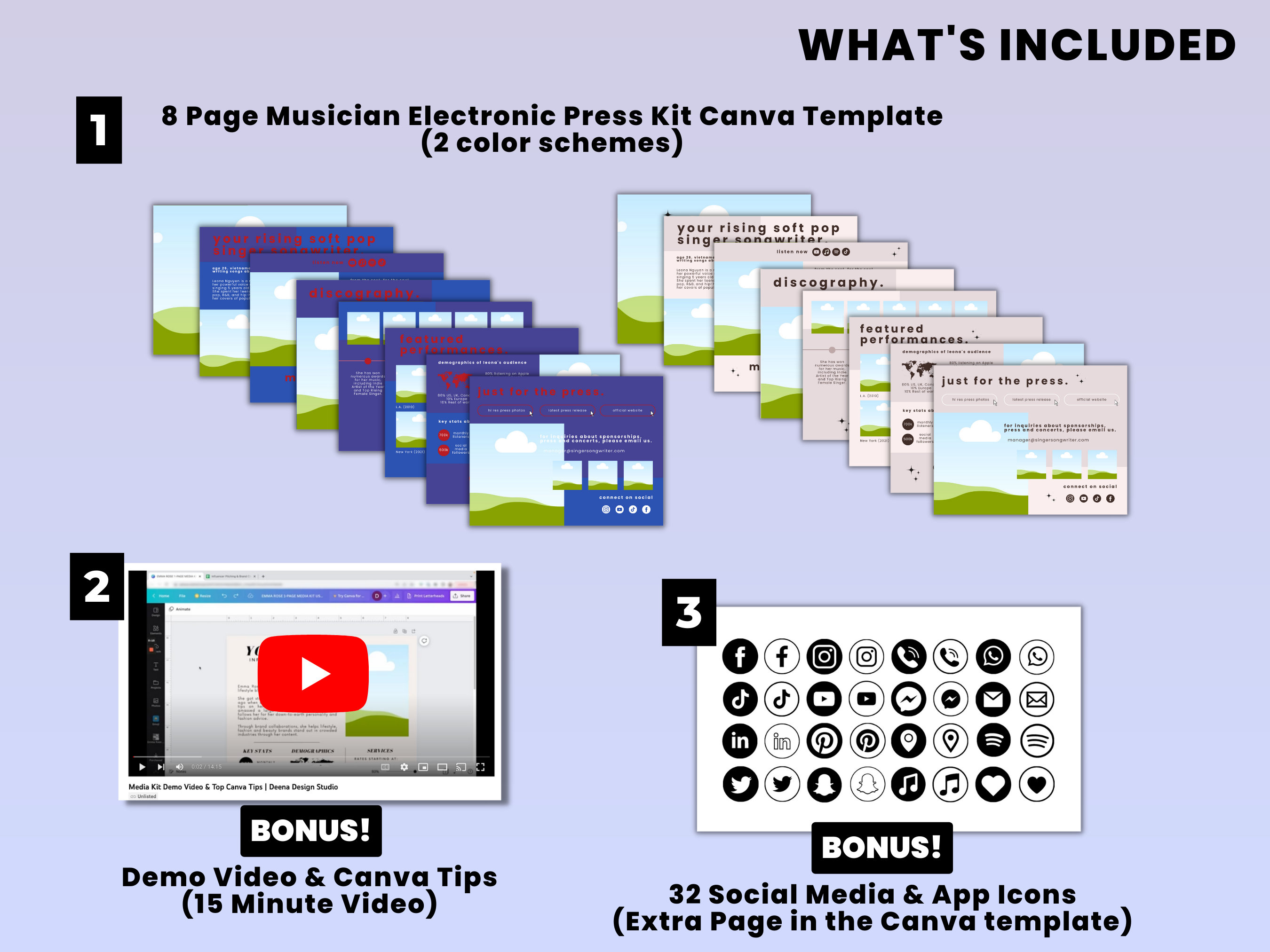 8 Page Music Electronic Press Kit, EPK for Musicians, Artist Media Kit ...