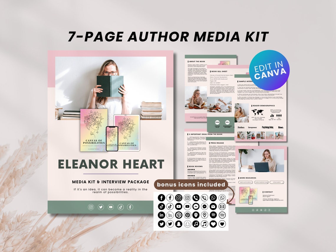 7-page Author Media Kit Canva Template, Author Press Kit, Book Media ...