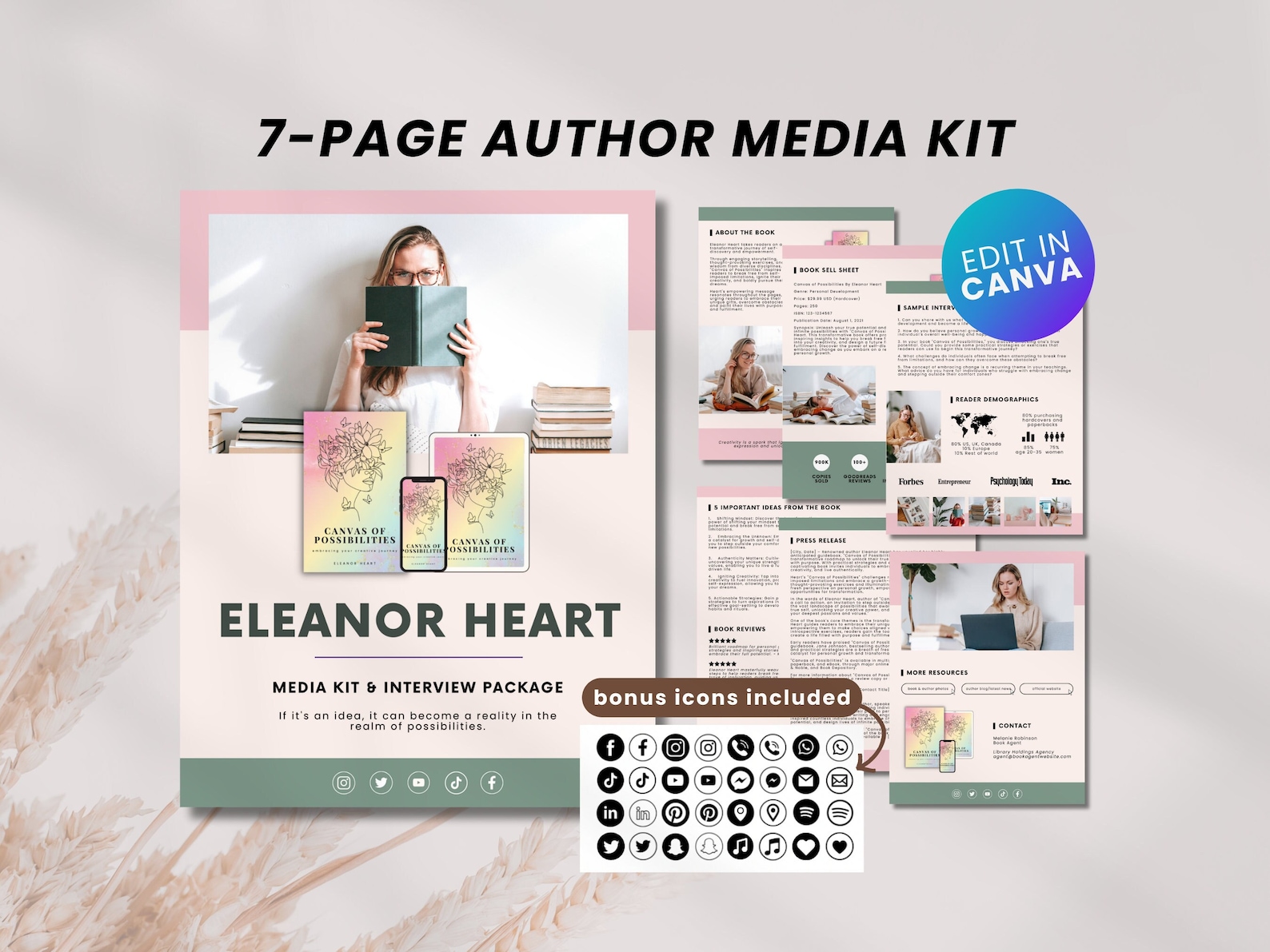 7-page Author Media Kit Canva Template, Author Press Kit, Book Media ...