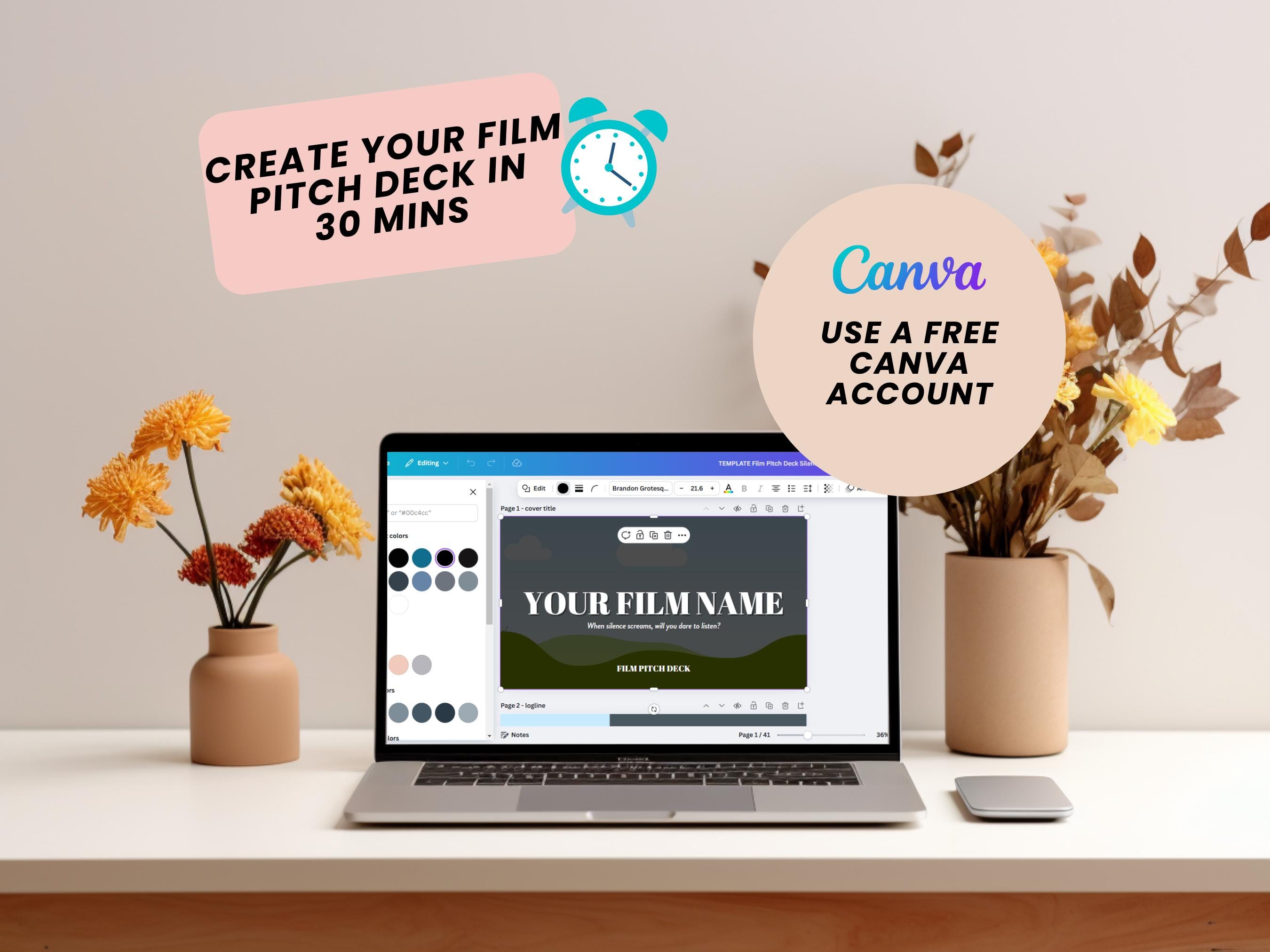 20 Page Film Pitch Deck Canva Template TV Pitch Deck Movie Pitching ...