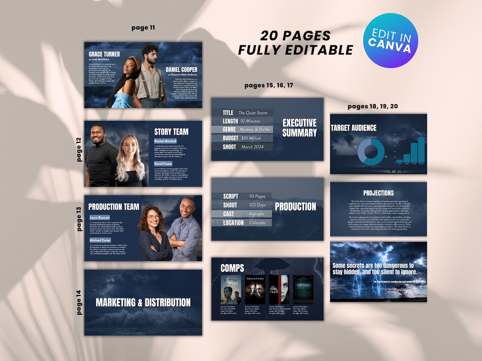 20 Page Film Pitch Deck Canva Template TV Pitch Deck Movie Pitching ...