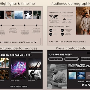 8 Page Music Electronic Press Kit, Artist Media Kit, EPK for Musicians ...