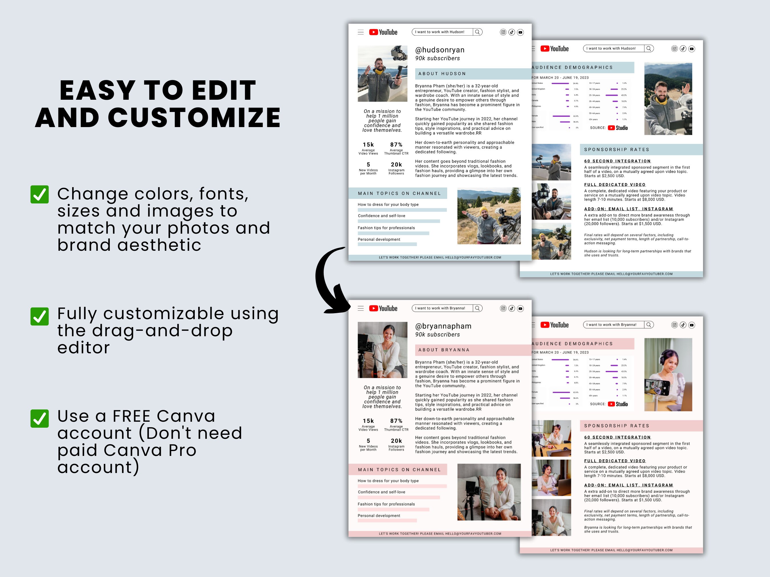 Youtube Media Kit Canva Template Youtuber Press Kit Youtube - Etsy