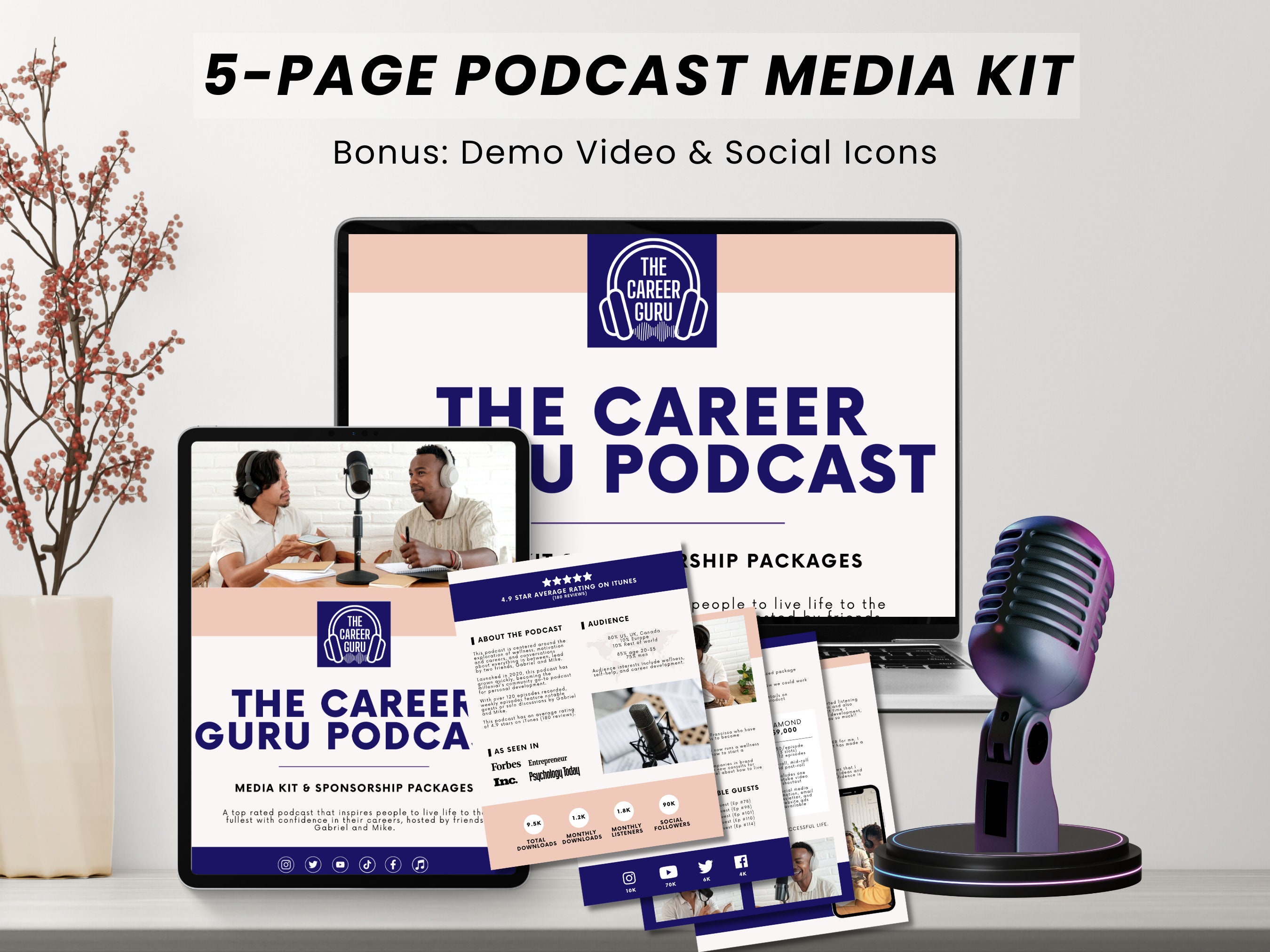 5 Page Podcast Media Kit Canva Template, Podcast Press Kit, Podcast ...