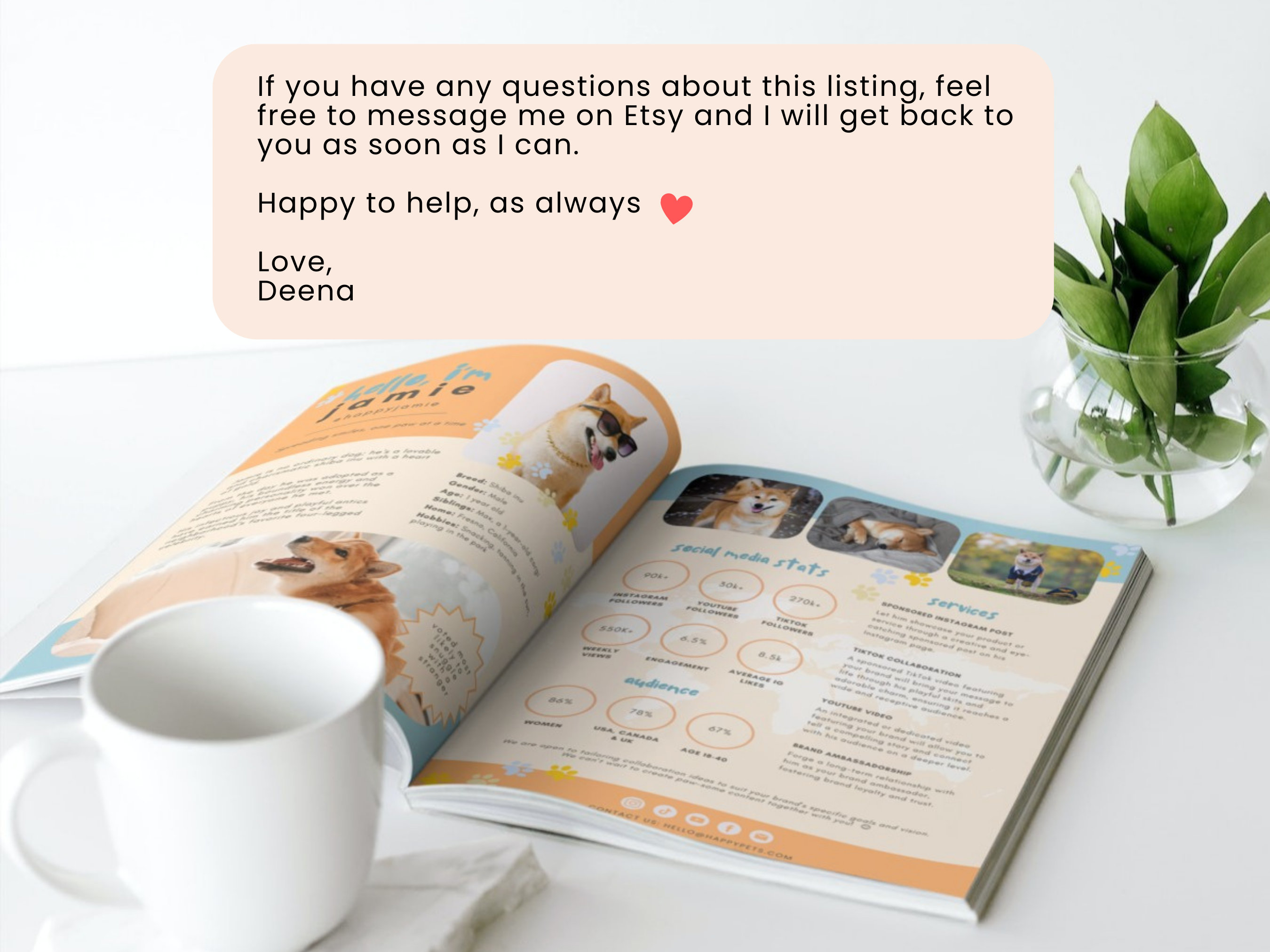 Pet Influencer Media Kit Canva Template Dogfluencer Pet Media Kit Rate ...