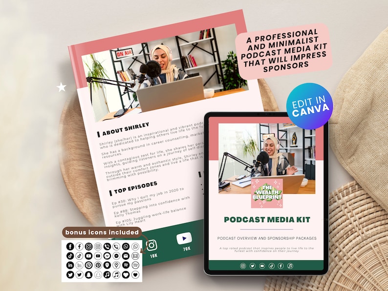 5 Page Podcast Media Kit Canva Template, Podcast Press Kit, Podcast ...