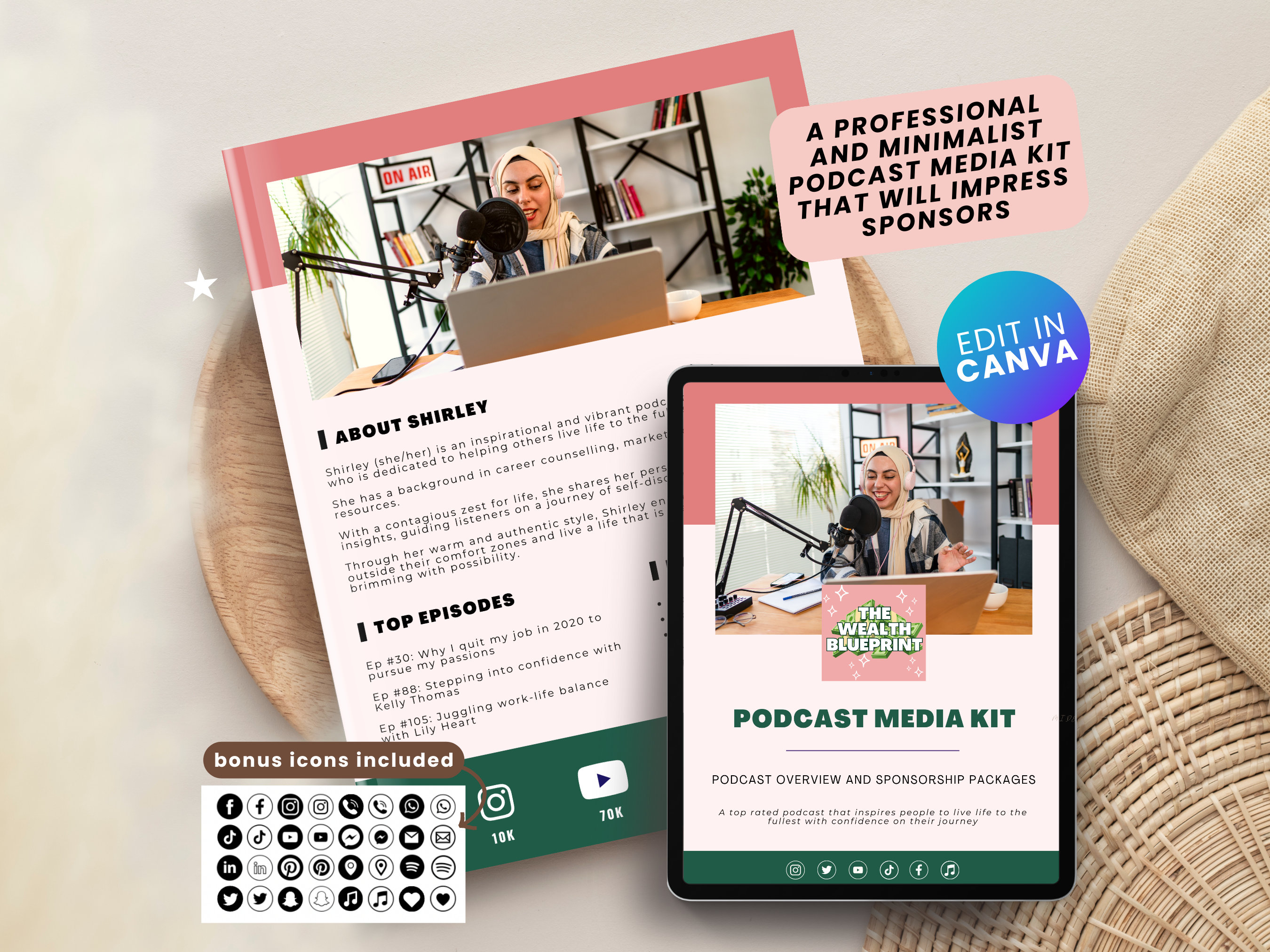 5 Page Podcast Media Kit Canva Template, Podcast Press Kit, Podcast ...