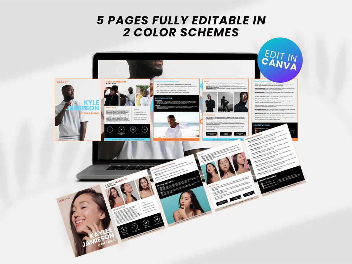 5-page Actor Media Kit Canva Template Actor Press Kit EPK for Actors ...