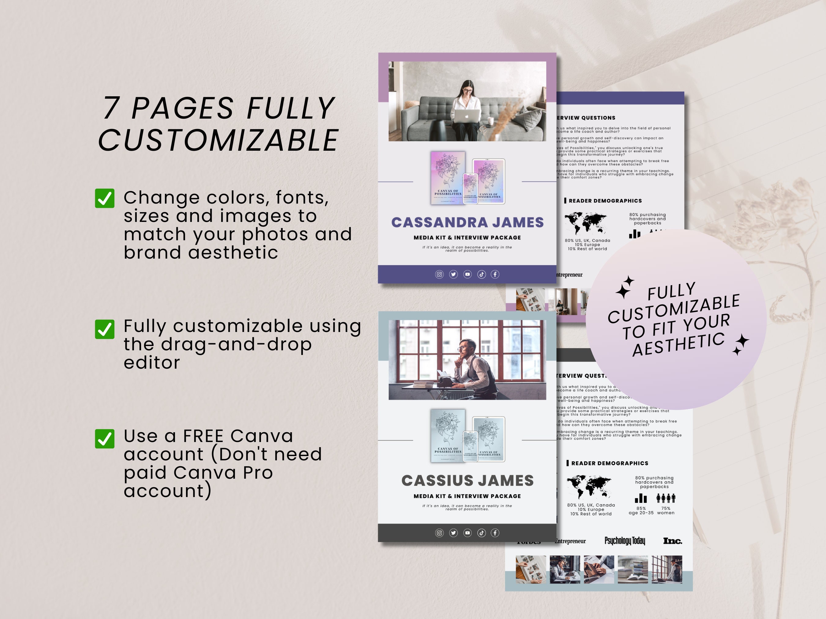 7-page Author Media Kit Canva Template, Author Press Kit, Book Media ...