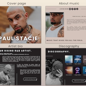 8 Page Music Electronic Press Kit, Artist Media Kit, EPK for Musicians ...