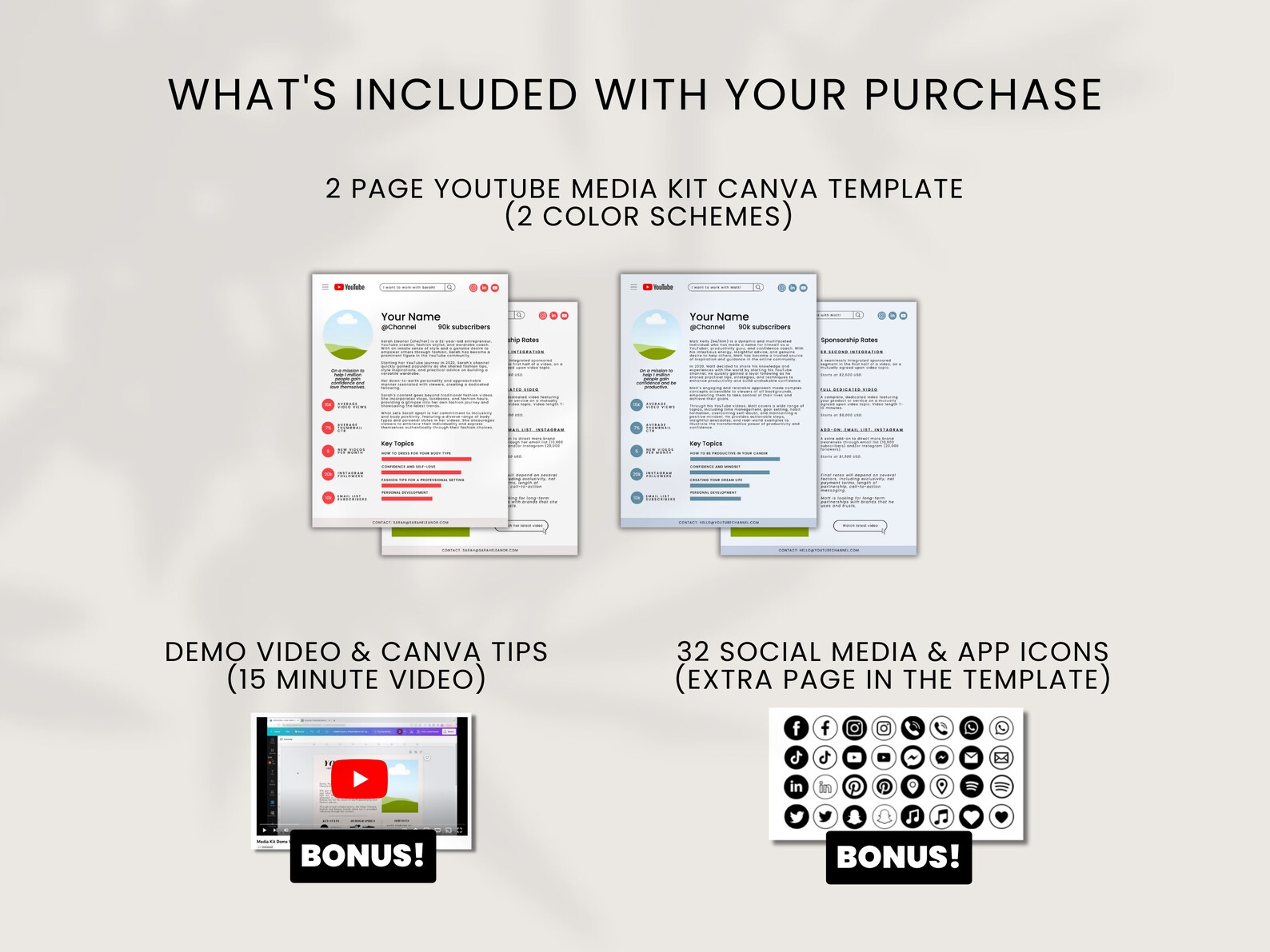 Youtube Media Kit Canva Template Youtuber Press Kit Youtube Channel ...