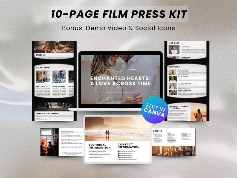 10 Page Film Press Kit Canva Template Film Media Kit Movie Press Kit Indie Film Media Kit ...