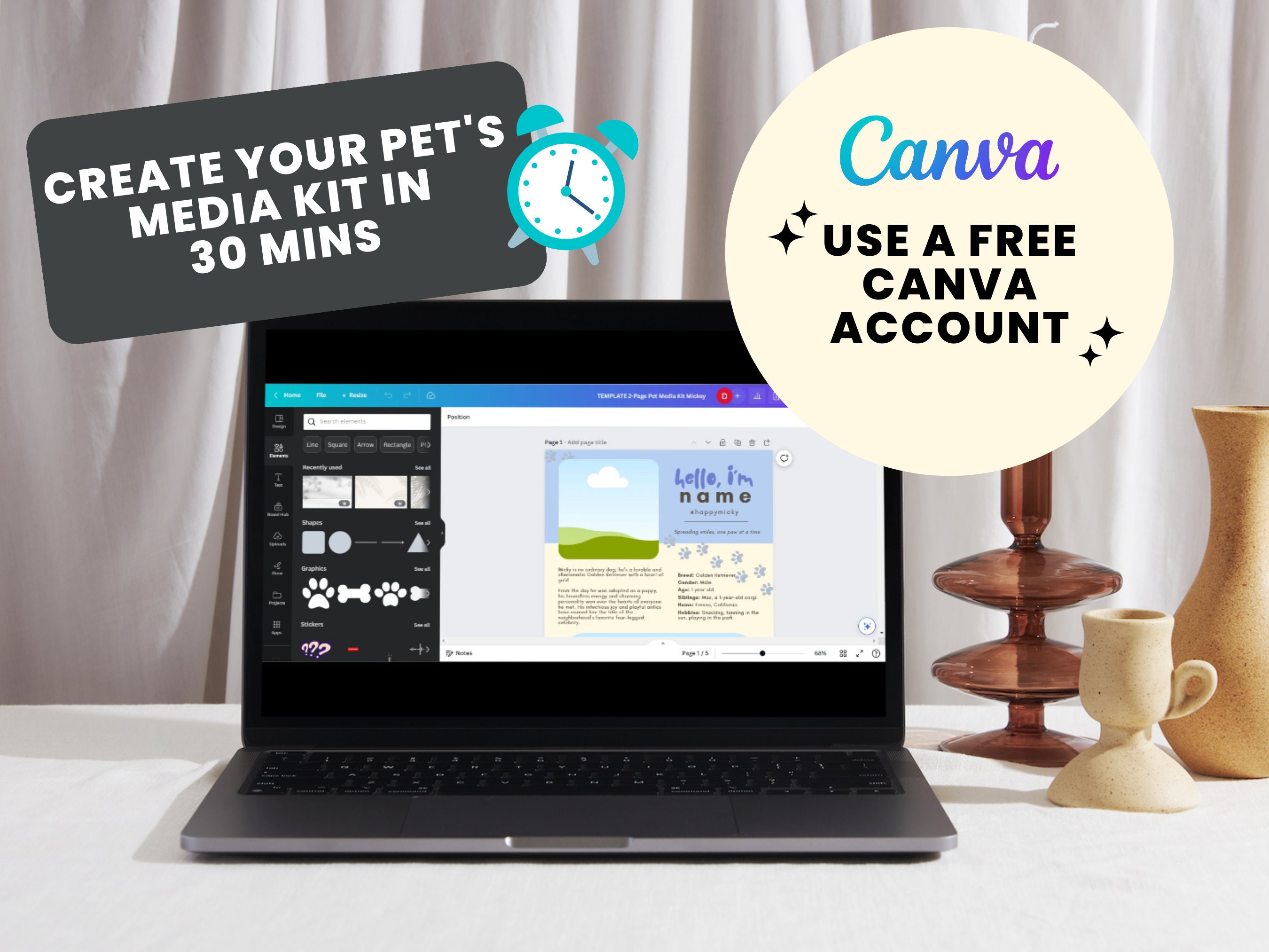 Pet Influencer Media Kit Canva Template Dogfluencer Pet Media Kit Rate ...