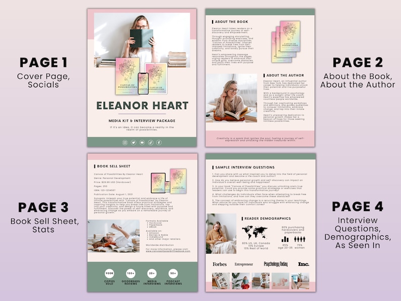 7-page Author Media Kit Canva Template Author Press Kit Book - Etsy