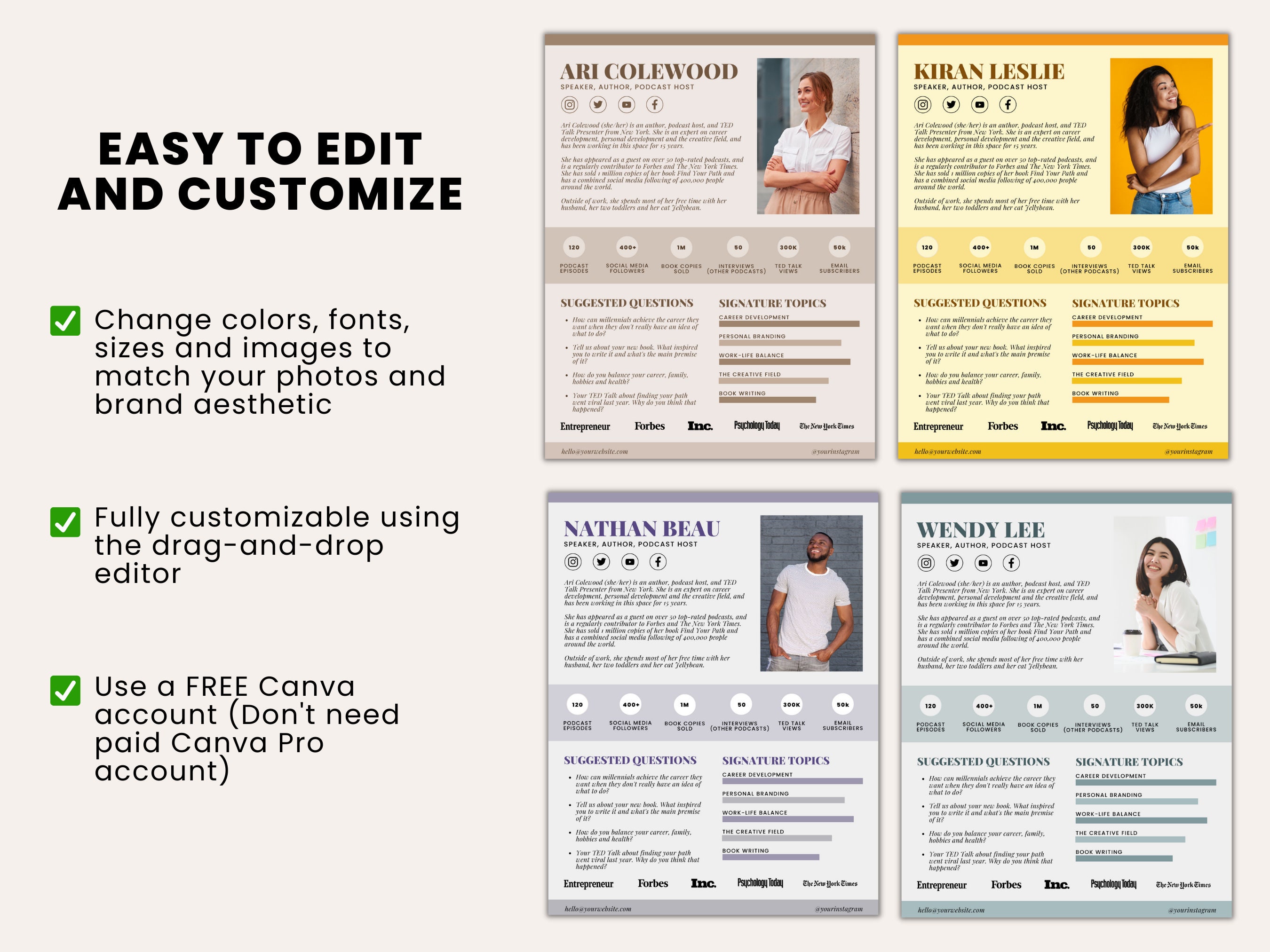 Podcast Guest One Sheet Template, Podcast Guest Template, Speaker Sheet ...