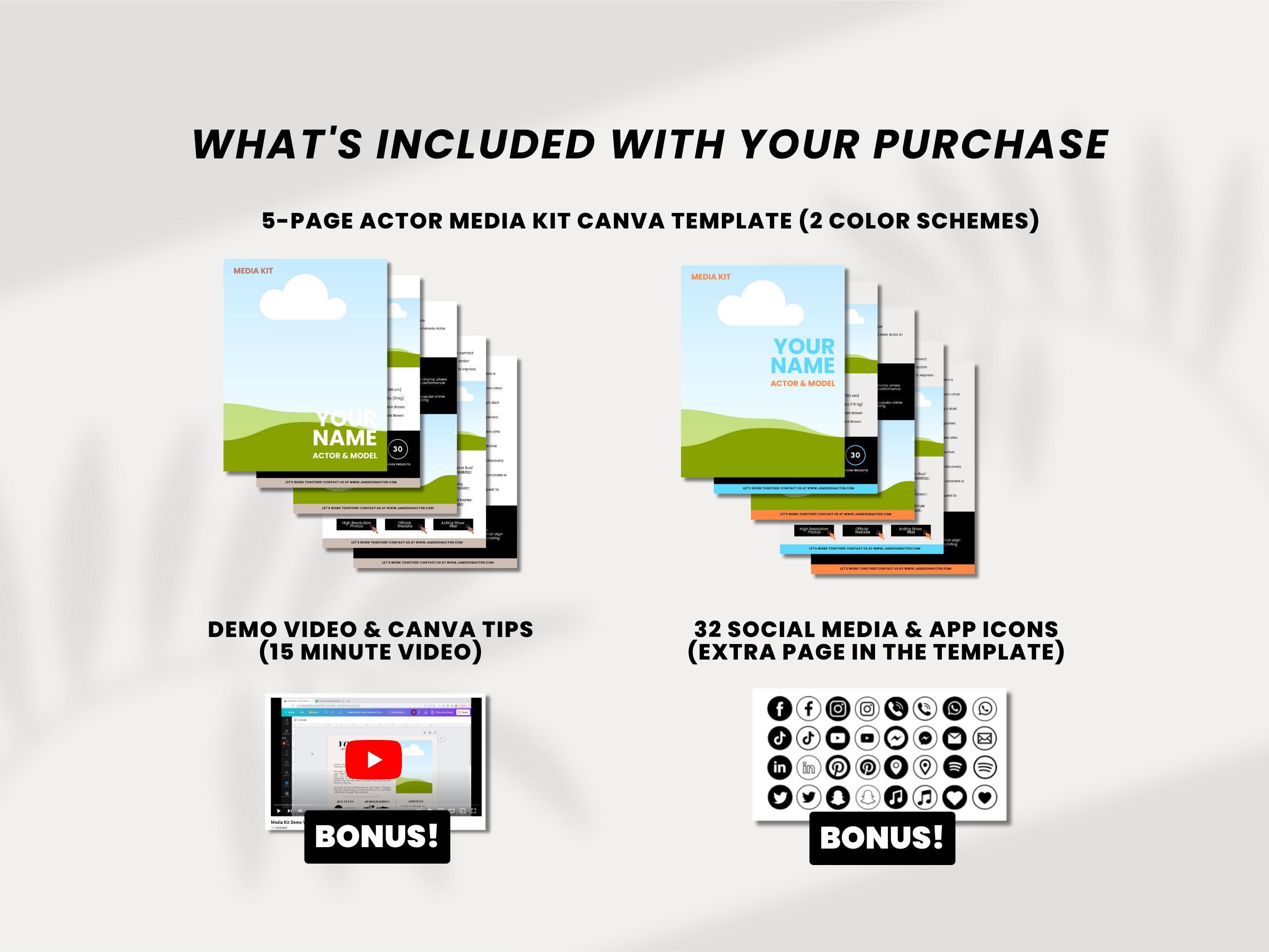 5-page Actor Media Kit Canva Template Actor Press Kit EPK for Actors ...