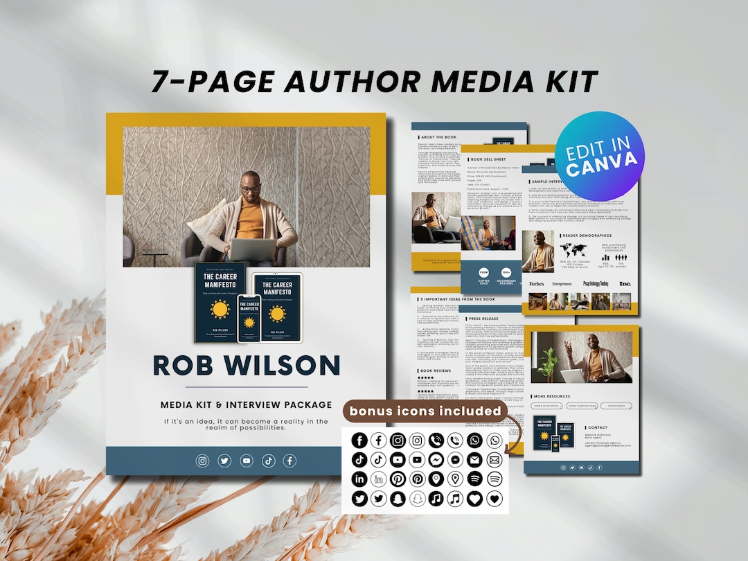 7-page Author Media Kit Canva Template, Author Press Kit, Book Media ...
