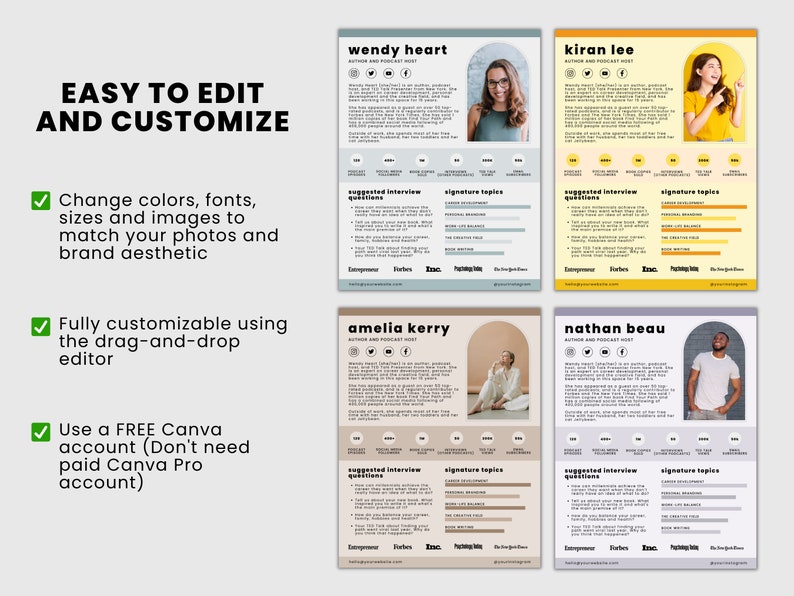 Podcast Guest One Sheet Template, Podcast Guest Template, Speaker Sheet ...