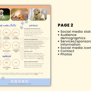 Pet Influencer Media Kit Canva Template Dogfluencer Pet Media Kit Rate ...