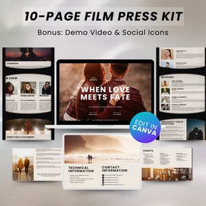 10 Page Film Press Kit Canva Template Film Media Kit Movie Press Kit ...