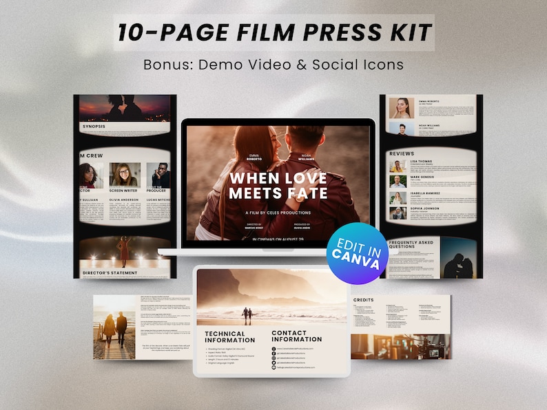 10 Page Film Press Kit Canva Template Film Media Kit Movie Press Kit ...