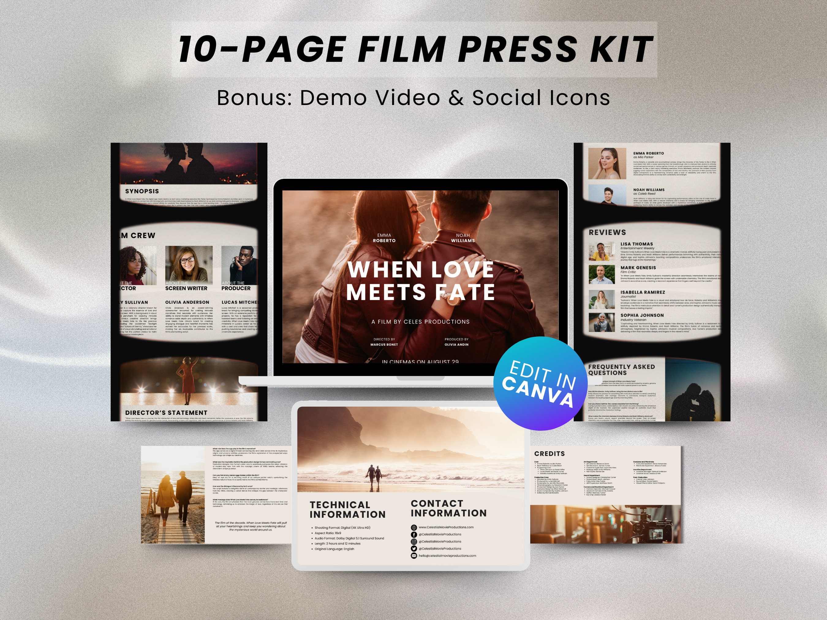 10 Page Film Press Kit Canva Template Film Media Kit Movie Press Kit Indie Film Media Kit ...