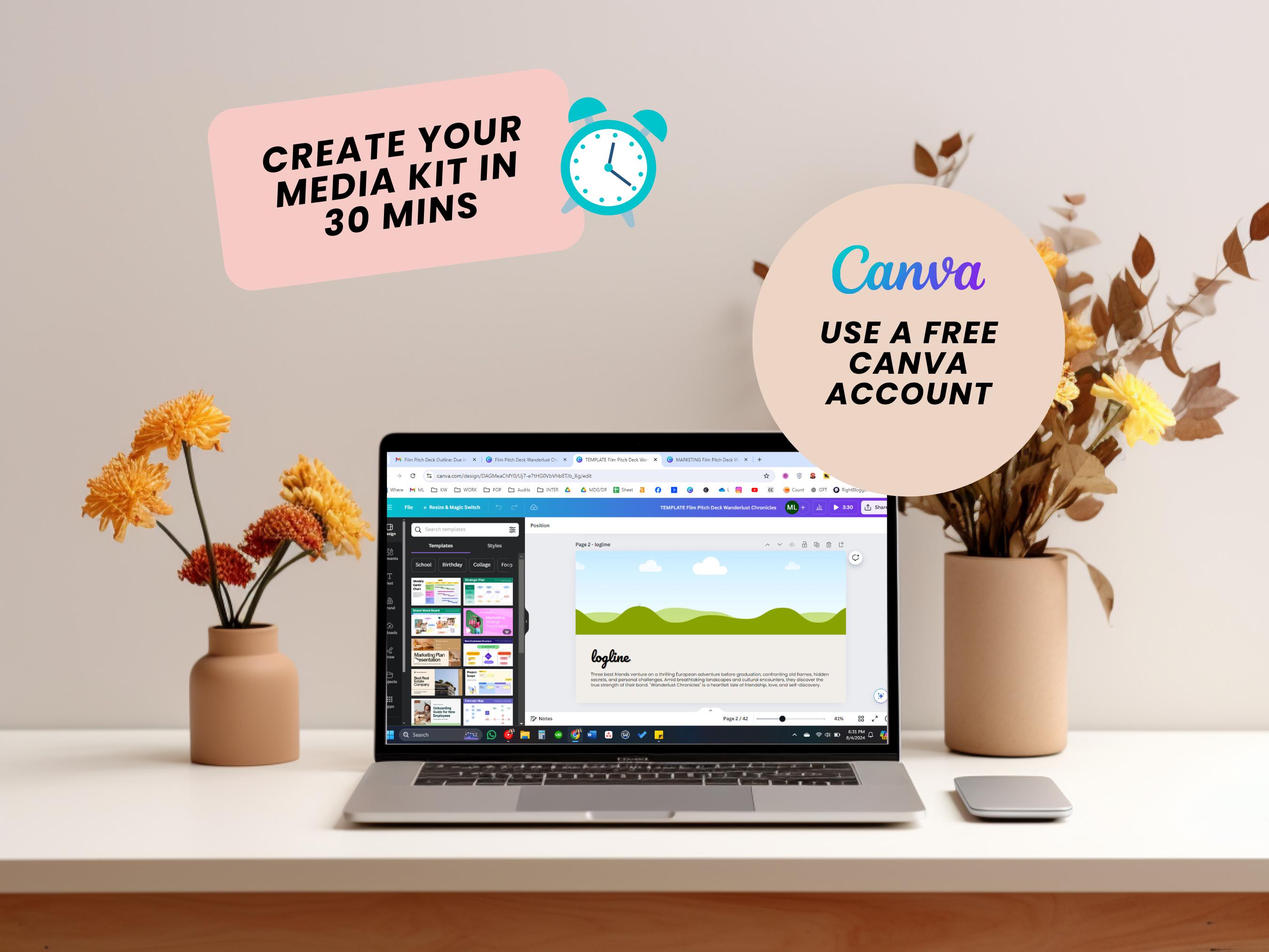 21 Page Film Pitch Deck Canva Template TV Pitch Deck Movie Pitching ...