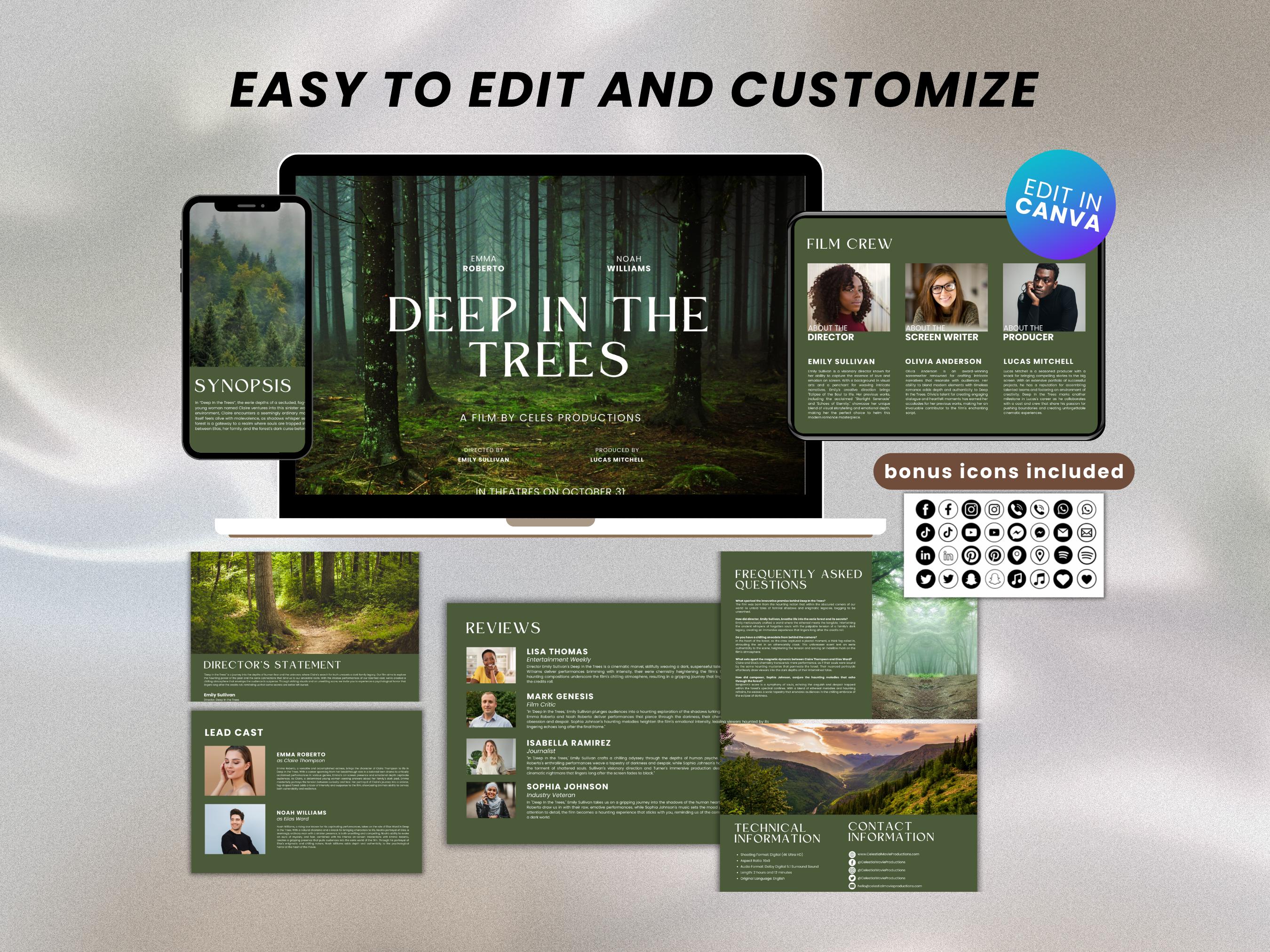 10 Page Film Press Kit Canva Template Film Media Kit Movie Press Kit ...