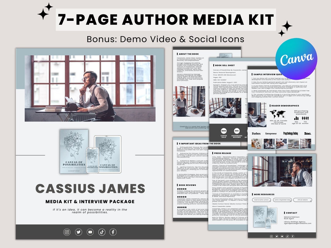 7-page Author Press Kit Canva Template Author Media Kit Book - Etsy