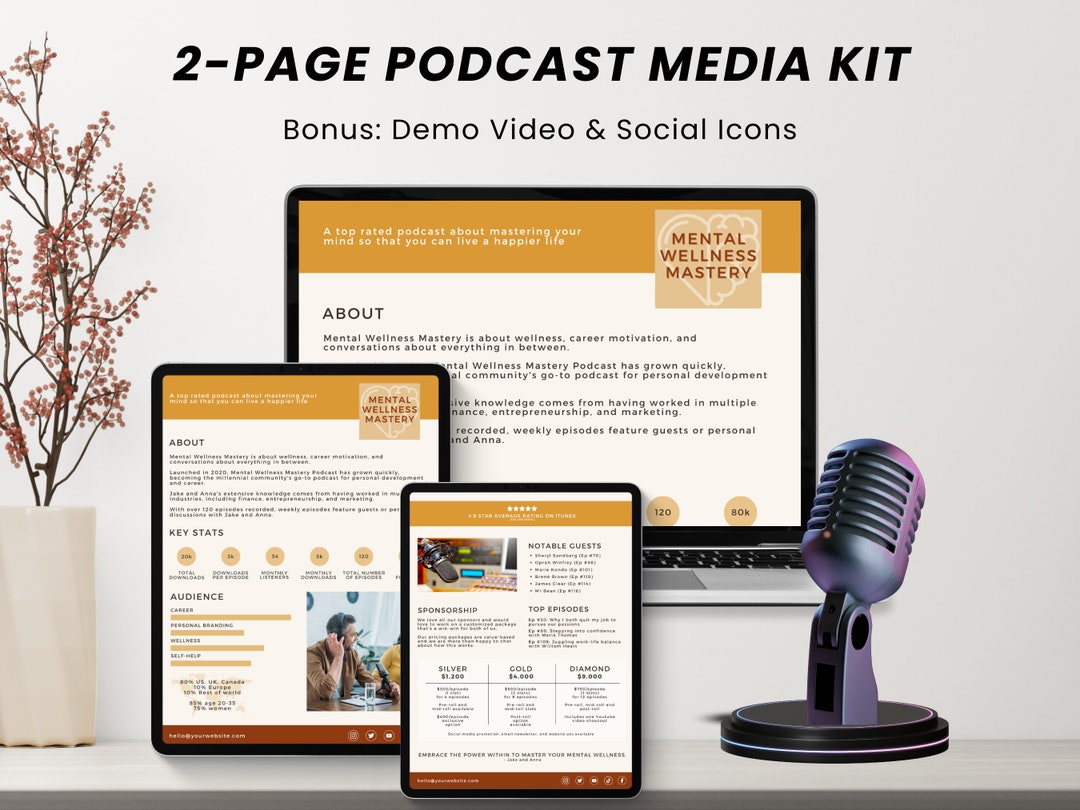 2 Page Podcast Media Kit Canva Template, Podcast Press Kit, Podcast ...