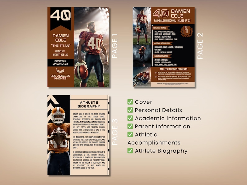 6 Page Athlete Media Kit Canva Template, Athlete Press Kit, Athlete ...