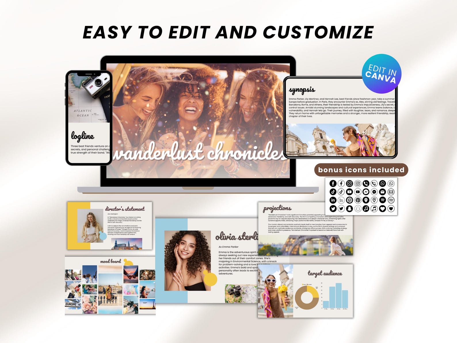 21 Page Film Pitch Deck Canva Template TV Pitch Deck Movie Pitching ...