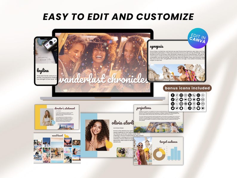 21 Page Film Pitch Deck Canva Template TV Pitch Deck Movie Pitching ...