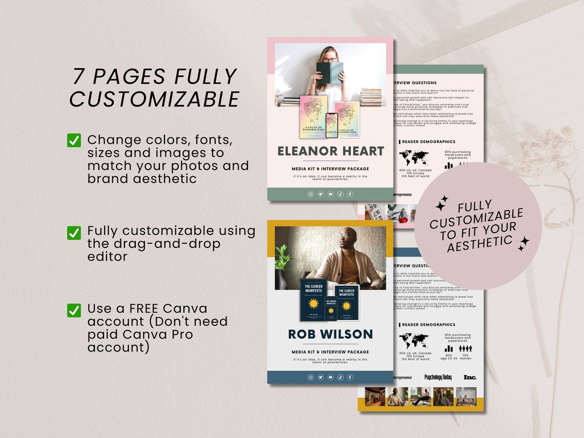 7-page Author Media Kit Canva Template, Author Press Kit, Book Media ...