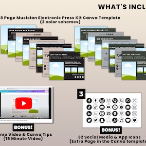 8 Page Music Electronic Press Kit, Artist Media Kit, EPK for Musicians ...