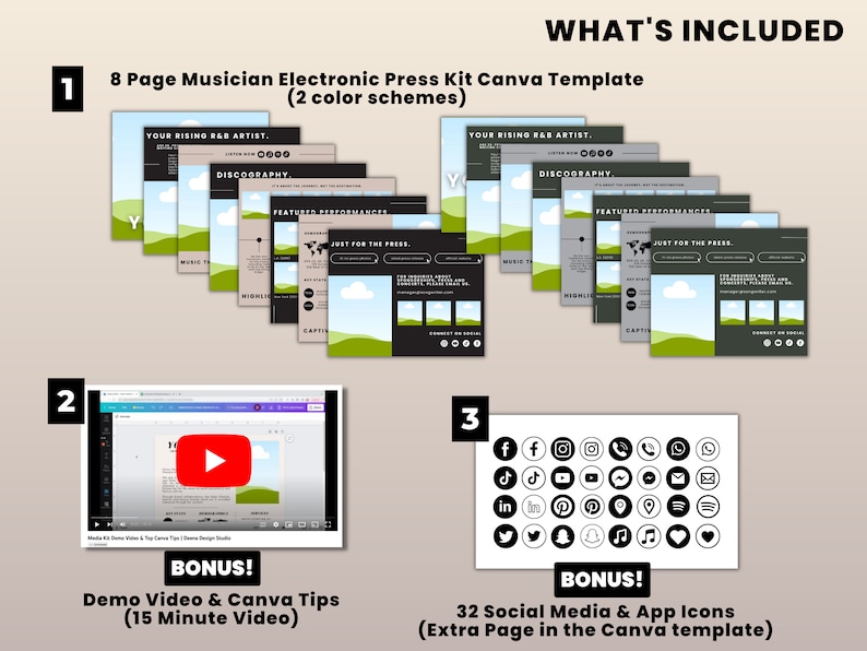 8 Page Music Electronic Press Kit, Artist Media Kit, EPK for Musicians ...