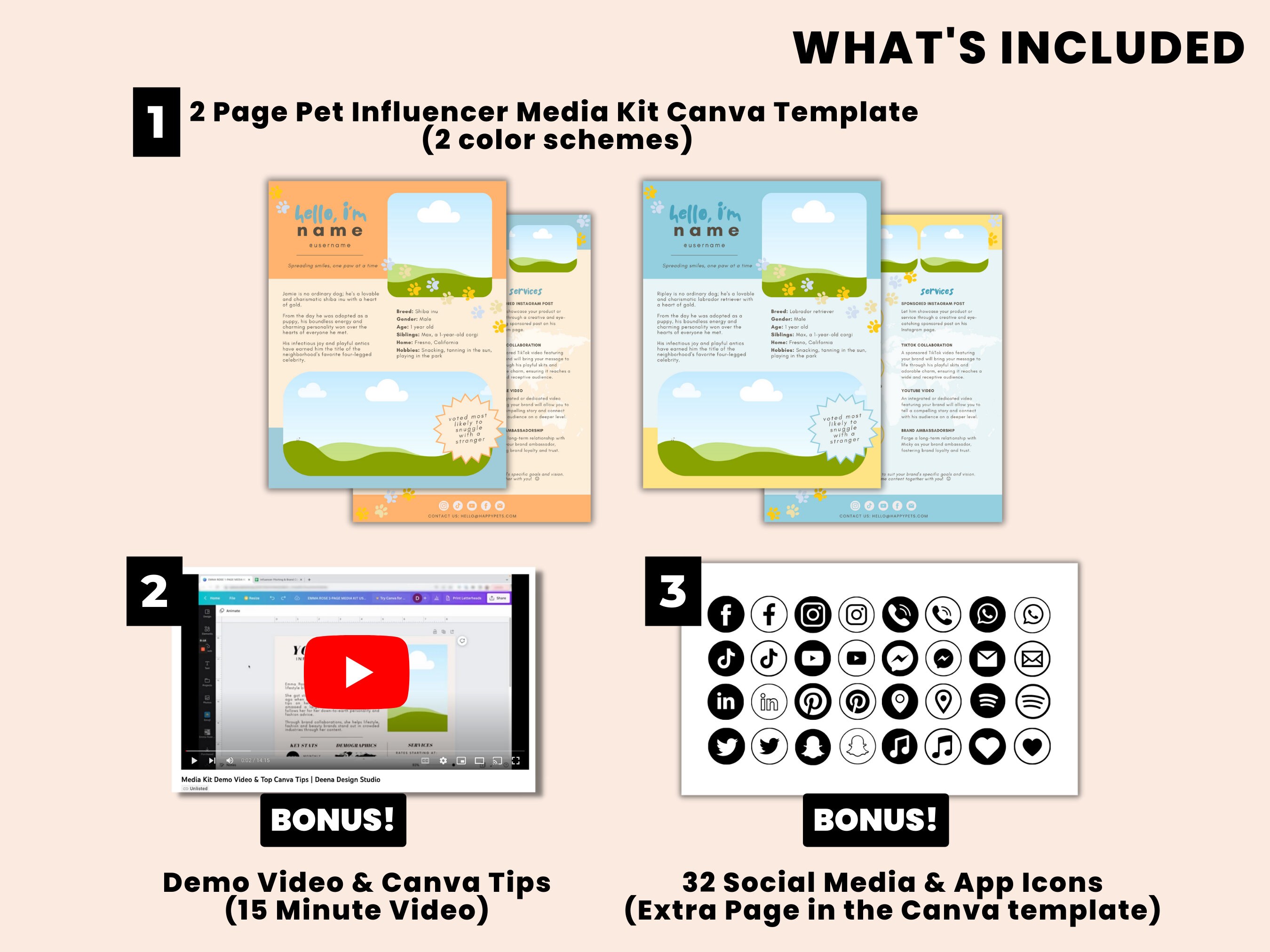 Pet Influencer Media Kit Canva Template Dogfluencer Pet Media - Etsy