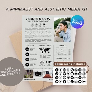 1 Page Media Kit Canva Template, Media Kit Tiktok Instagram, Media Kit ...