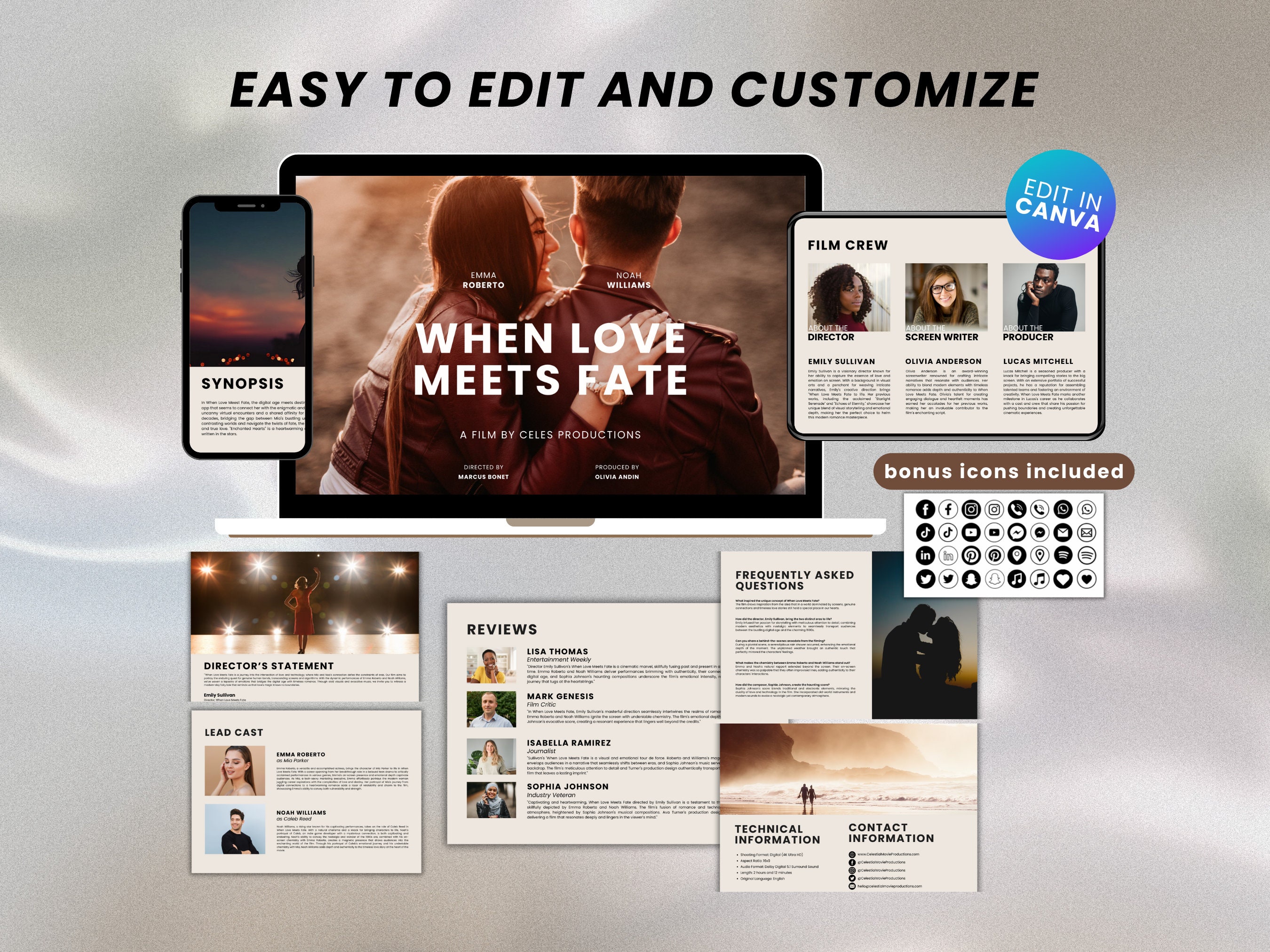 10 Page Film Press Kit Canva Template Film Media Kit Movie Press Kit ...