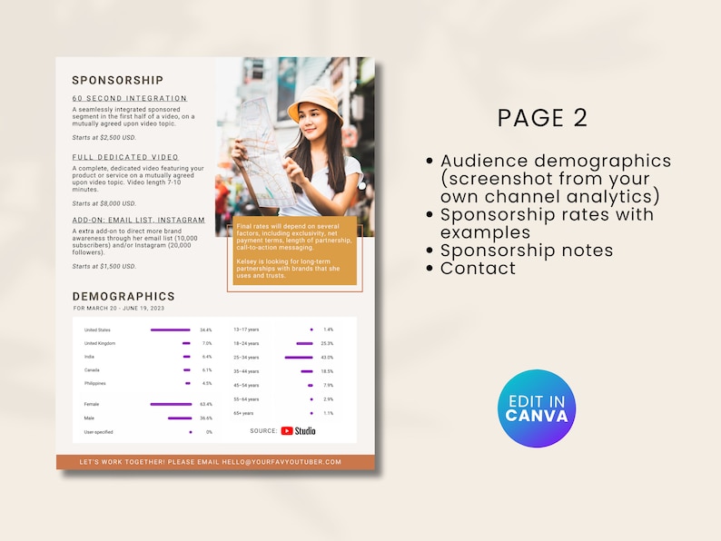 Youtube Media Kit Canva Template Youtuber Press Kit Youtube Channel ...