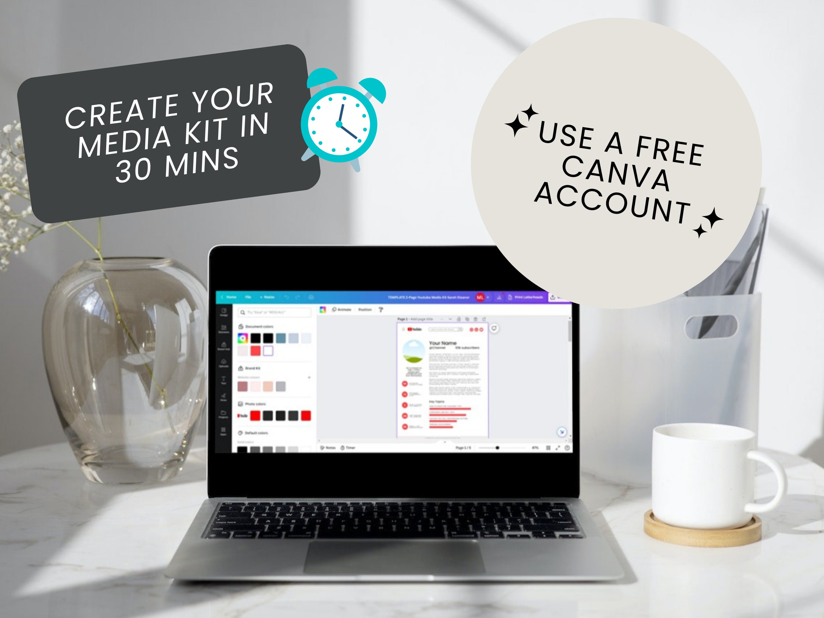 Youtube Media Kit Canva Template Youtuber Press Kit Youtube Channel ...