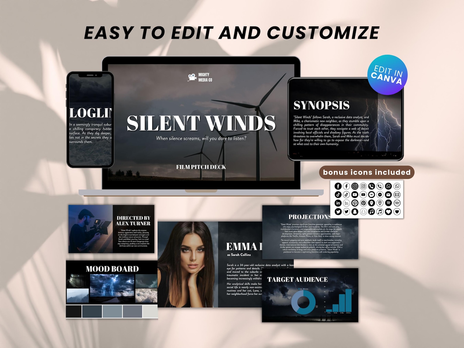 20 Page Film Pitch Deck Canva Template TV Pitch Deck Movie Pitching ...