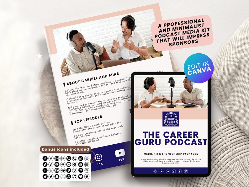 5 Page Podcast Media Kit Canva Template, Podcast Press Kit, Podcast ...