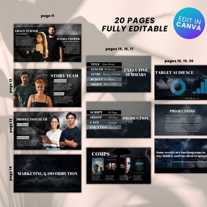 20 Page Film Pitch Deck Canva Template TV Pitch Deck Movie Pitching ...