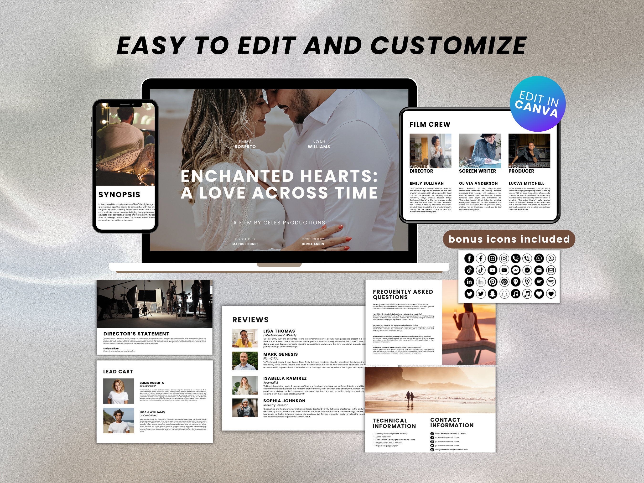 10 Page Film Press Kit Canva Template Film Media Kit Movie Press Kit ...