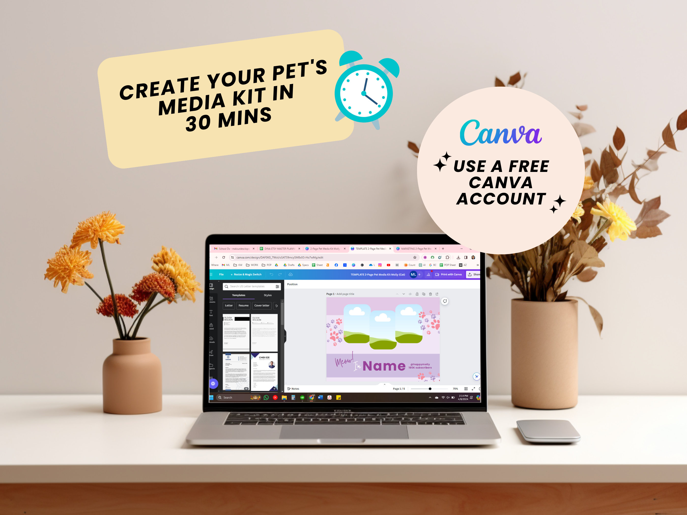 Pet Influencer Media Kit Canva Template Cat Pet Media Kit Rate Sheet ...